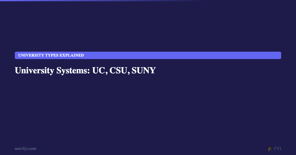 University Systems: UC, CSU, SUNY — UnivFYI Guides